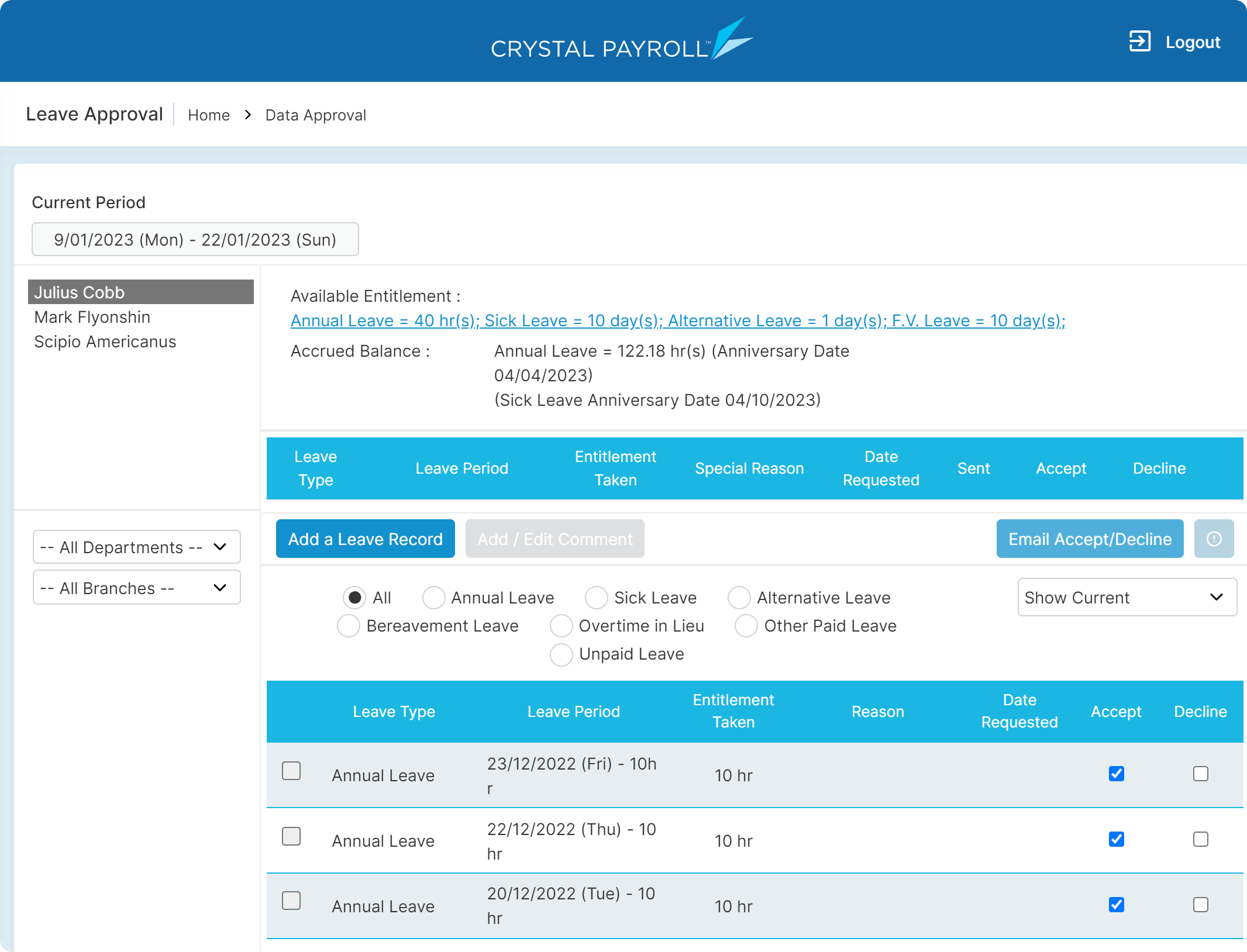 Crystal Timesheets - Crystal Payroll
